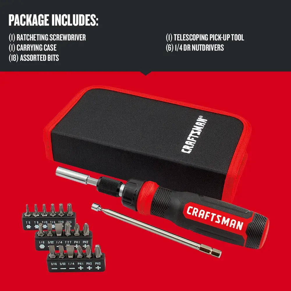 CRAFTSMAN 26-Piece 6-Inch Multi-Bit Ratcheting Screwdriver Set