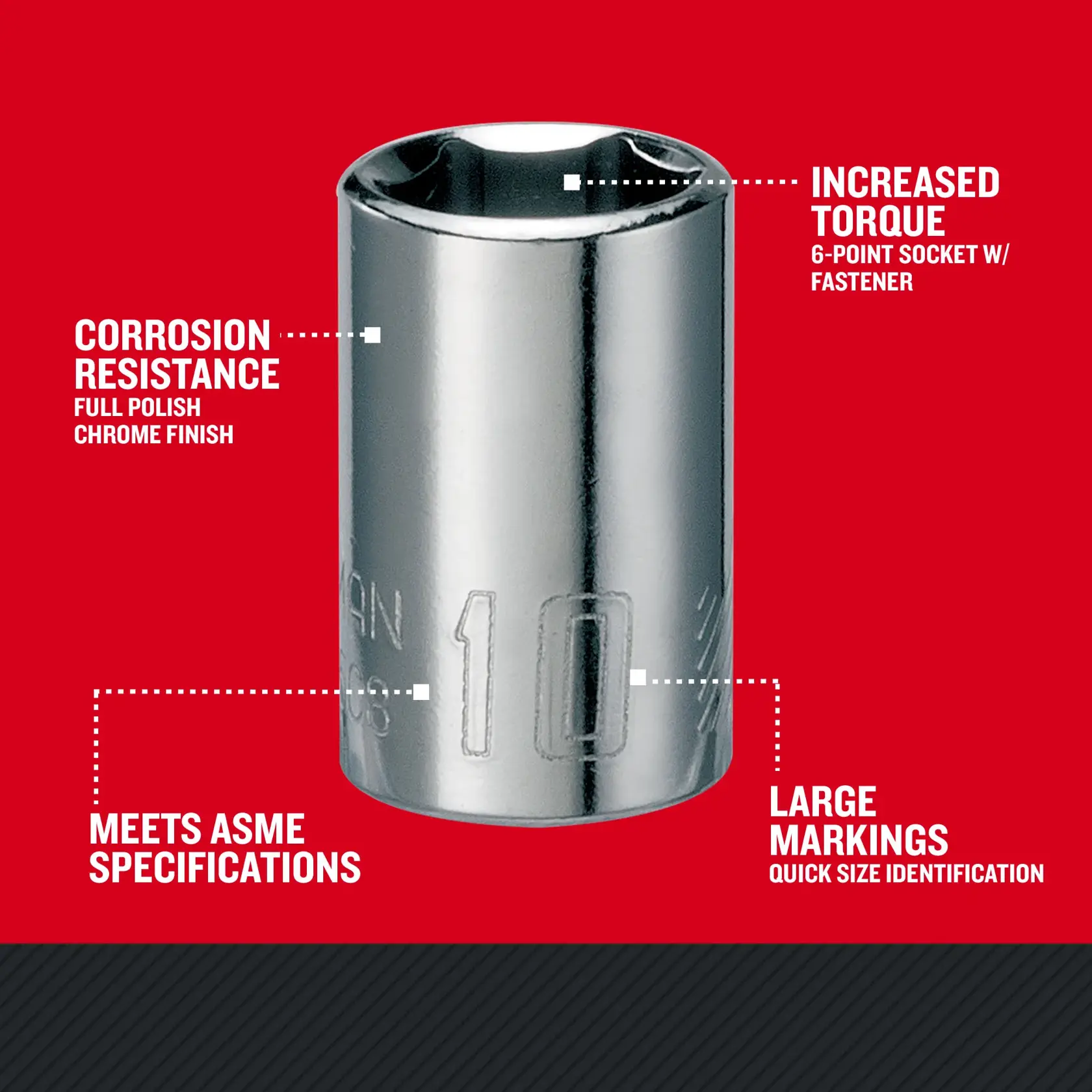 CRAFTSMAN 1/4-Inch Drive 10mm 6-Point Metric Shallow Socket