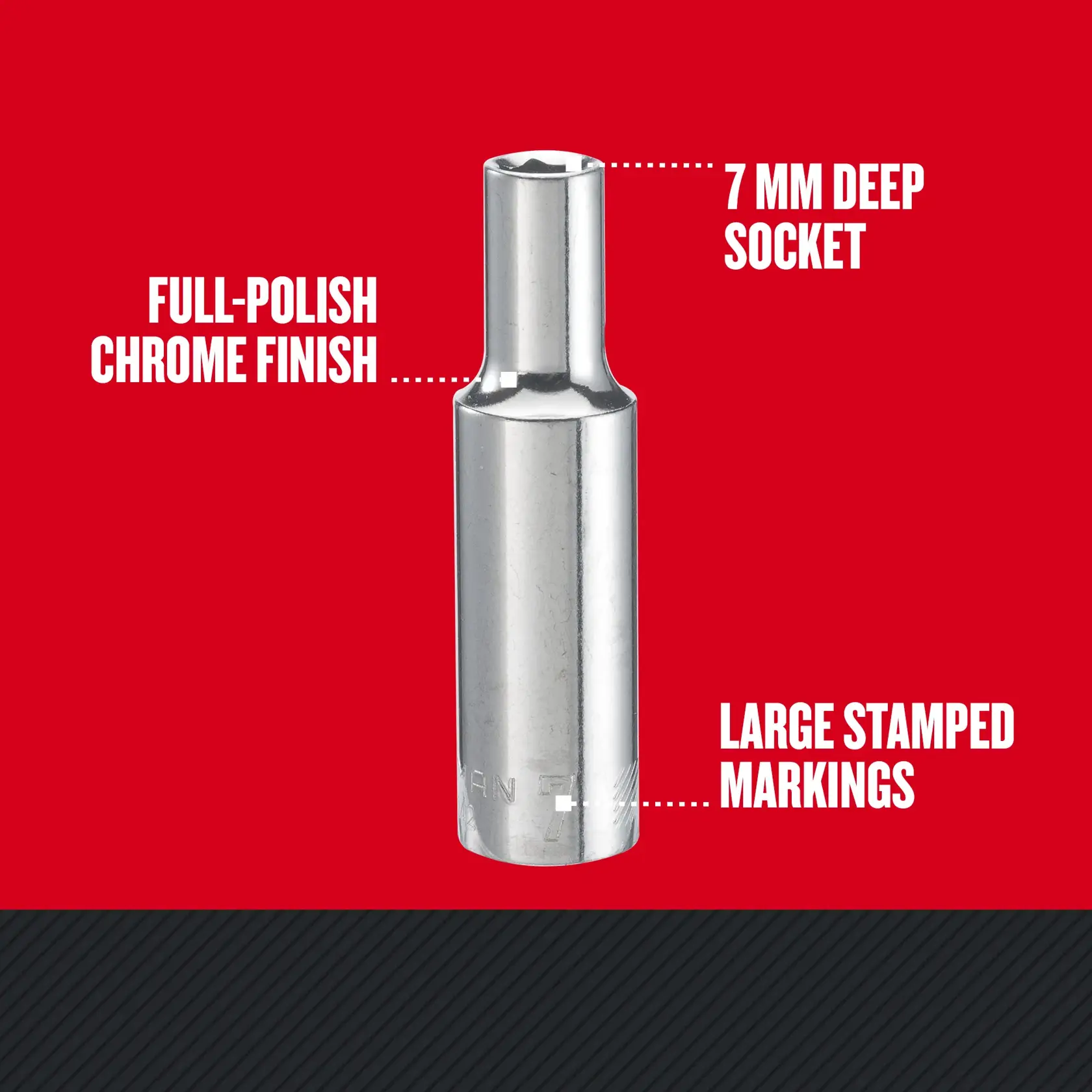 CRAFTSMAN 3/8-Inch Drive 7mm 6-Point Metric Deep Socket