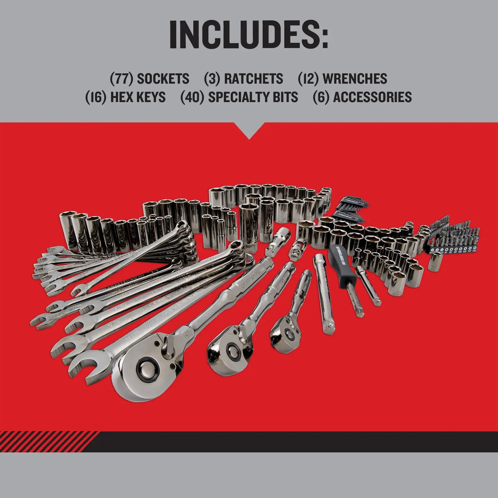 CRAFTSMAN OVERDRIVE™ Standard (SAE) and Metric Mechanics Tool Set with ...
