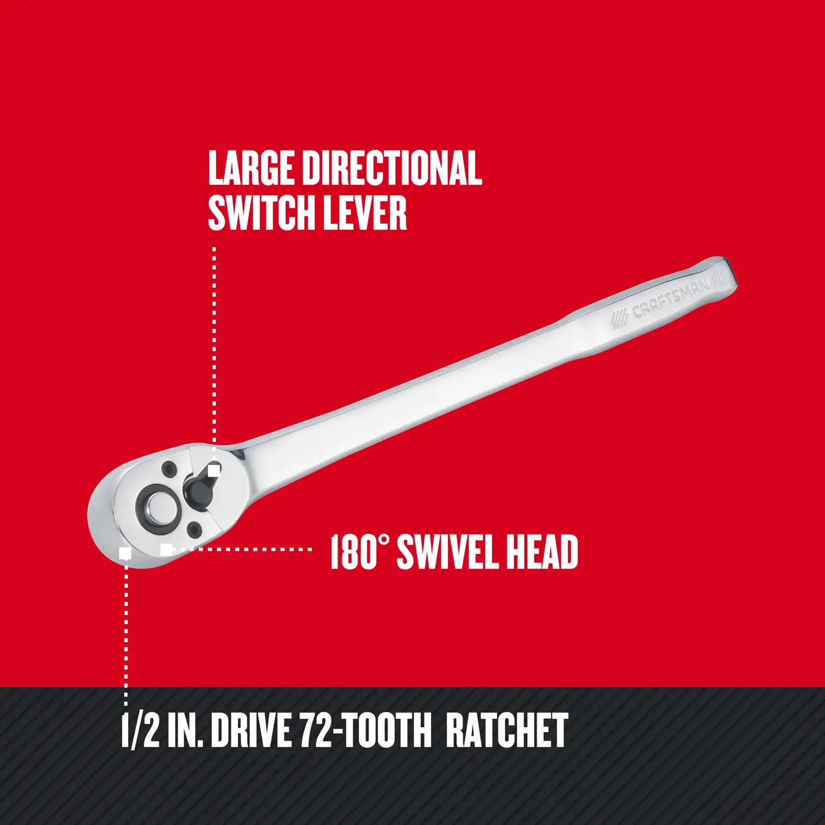 CRAFTSMAN 3/8-Inch Drive 72 Tooth Long-Handle Ratchet