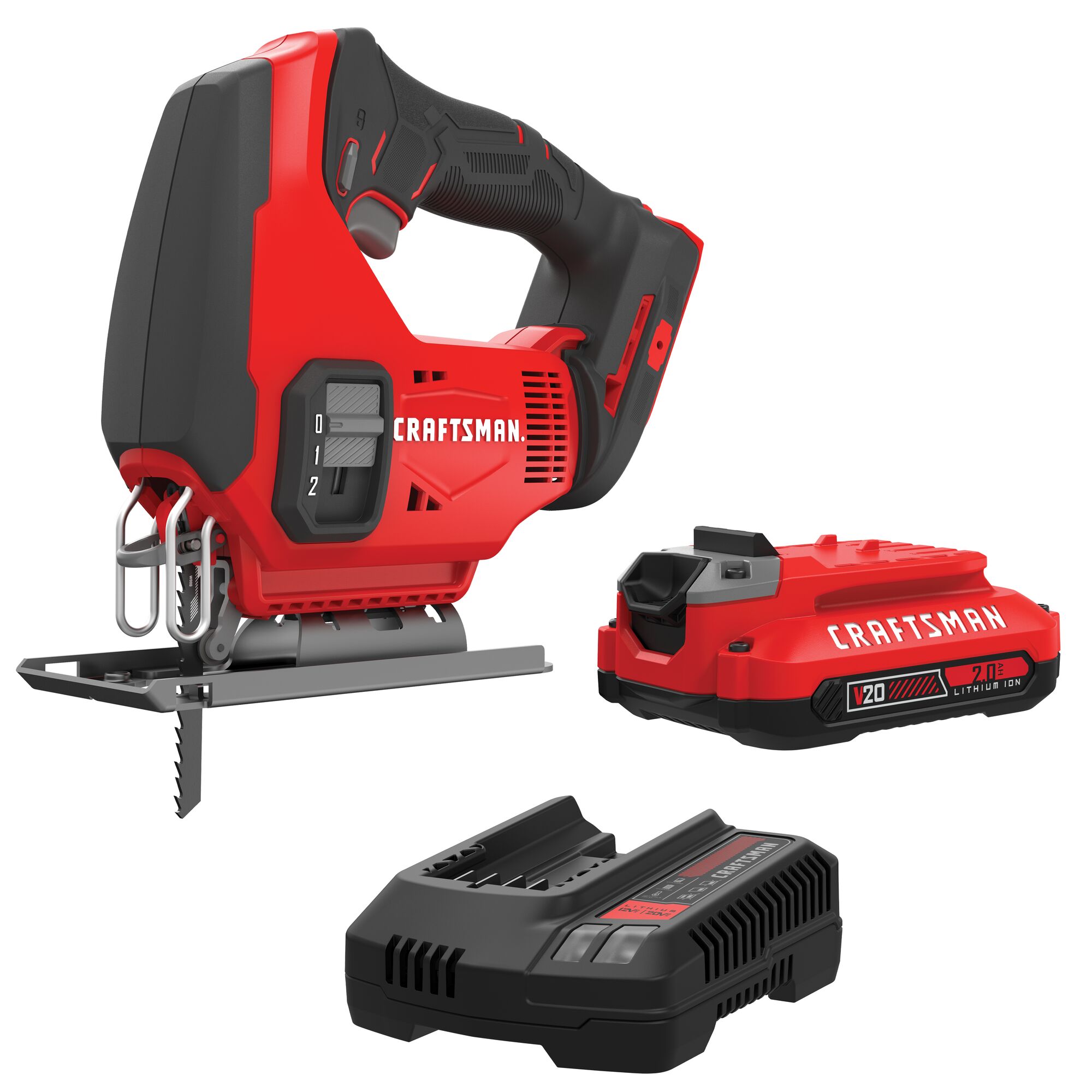 CRAFTSMAN V20* Cordless Jig Saw with (1) 2.0ah Battery and Charger
