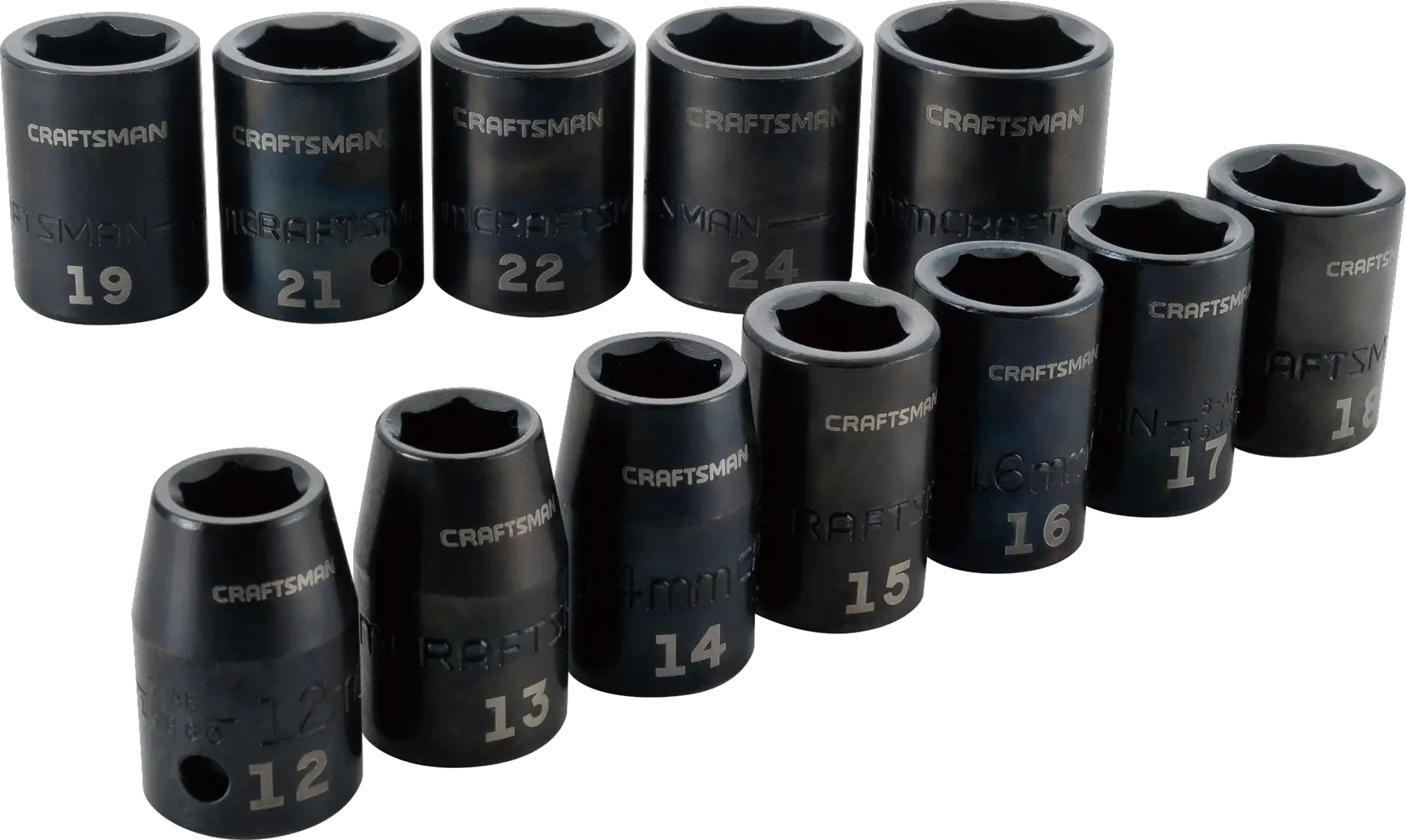 CRAFTSMAN 1/2-Inch Drive 6-Point Metric Impact Socket Set with Case (12 ...