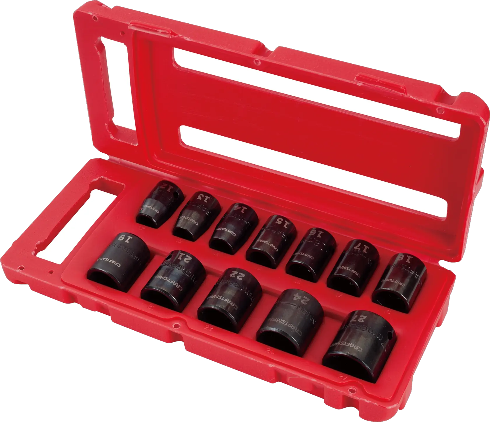 CRAFTSMAN 1/2-Inch Drive 6-Point Metric Impact Socket Set with Case (12 ...