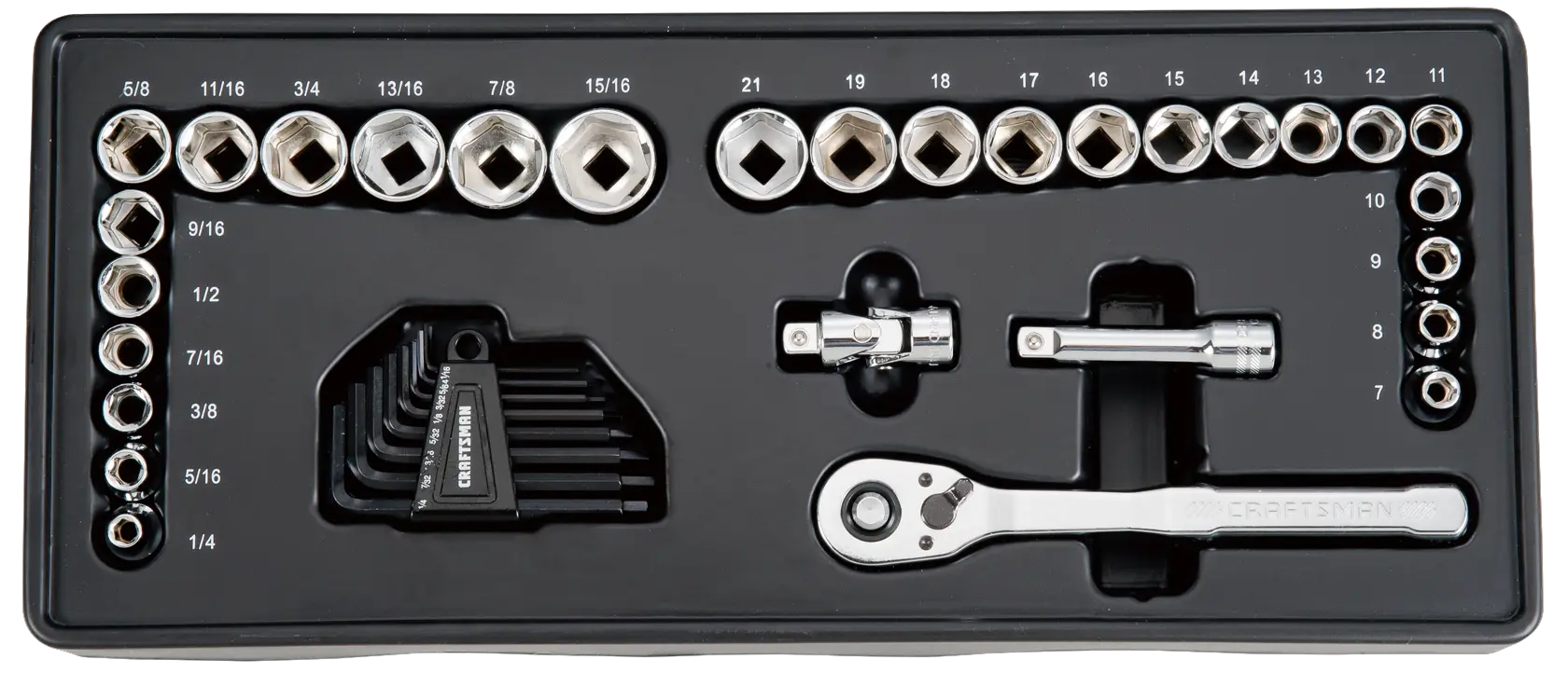 CRAFTSMAN Standard (SAE) and Metric Mechanics Tool Set with Tool Box ...
