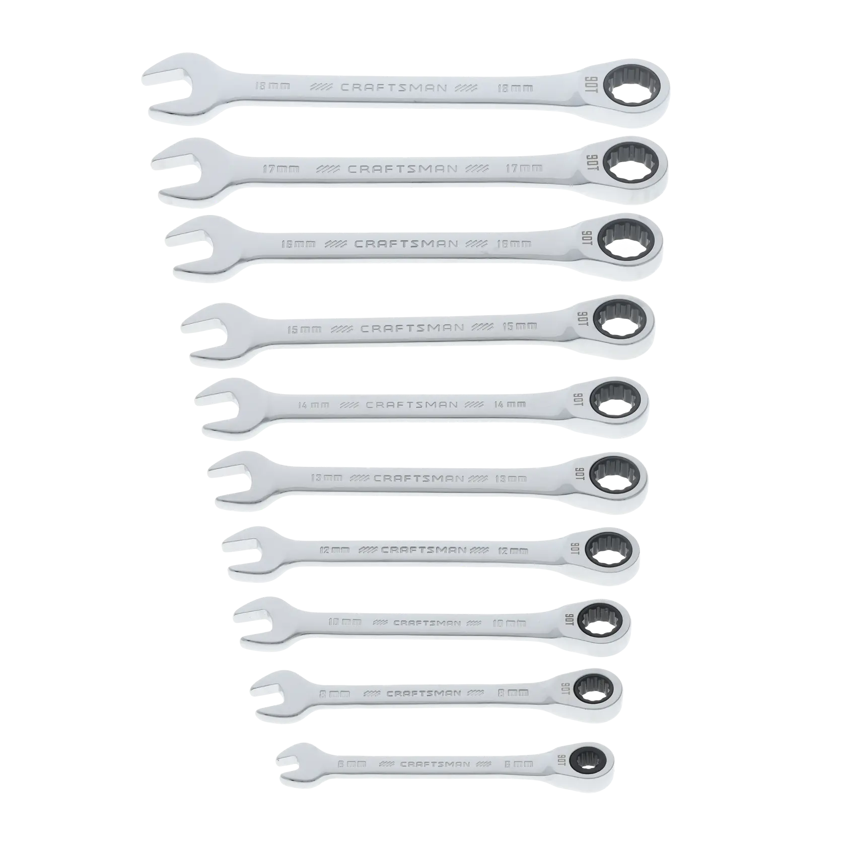CRAFTSMAN Standard (SAE) and Metric Ratcheting Combination Wrench Set ...