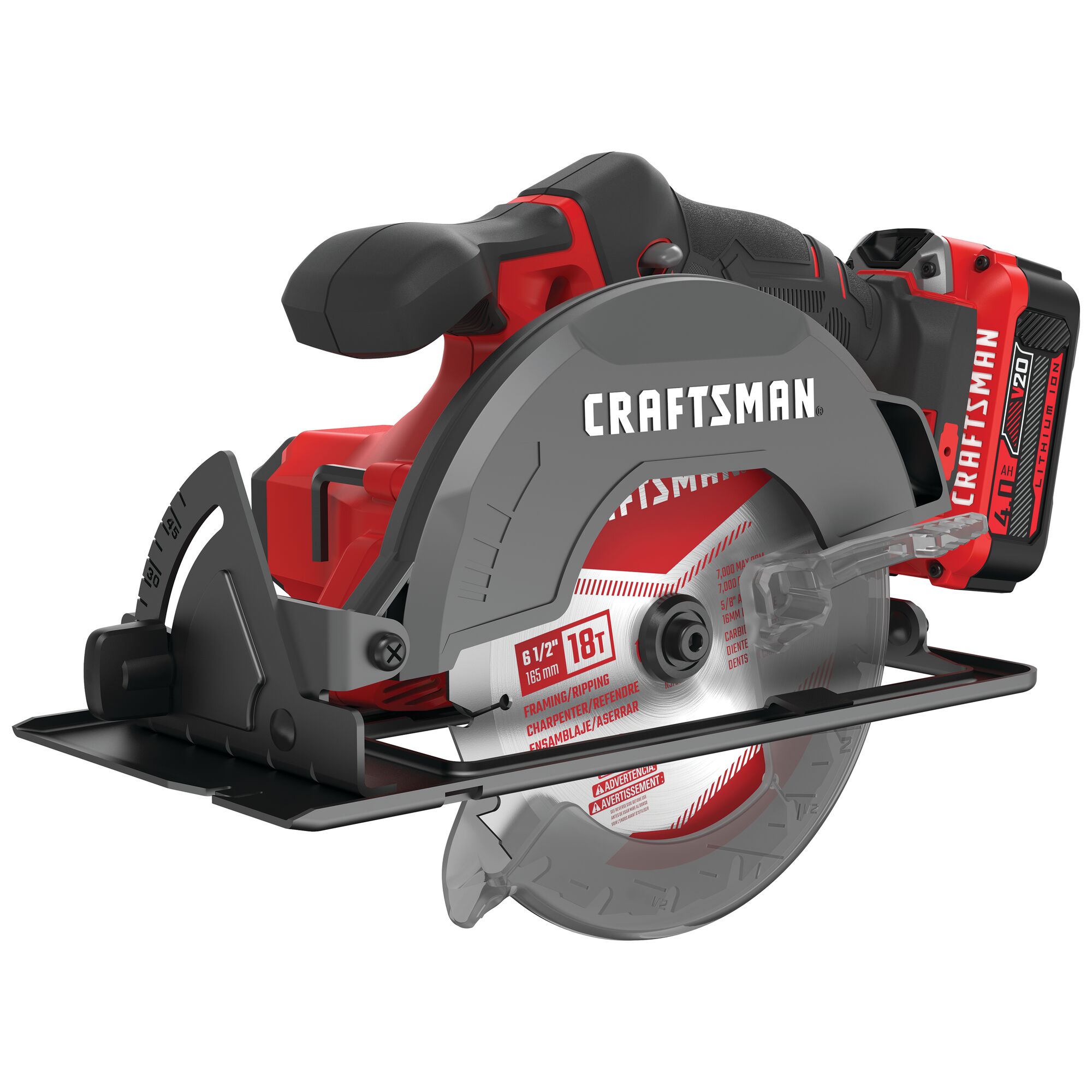 CRAFTSMAN V20* Cordless 6-1/2-Inch Circular Saw Kit with 4.0 Ah Battery ...