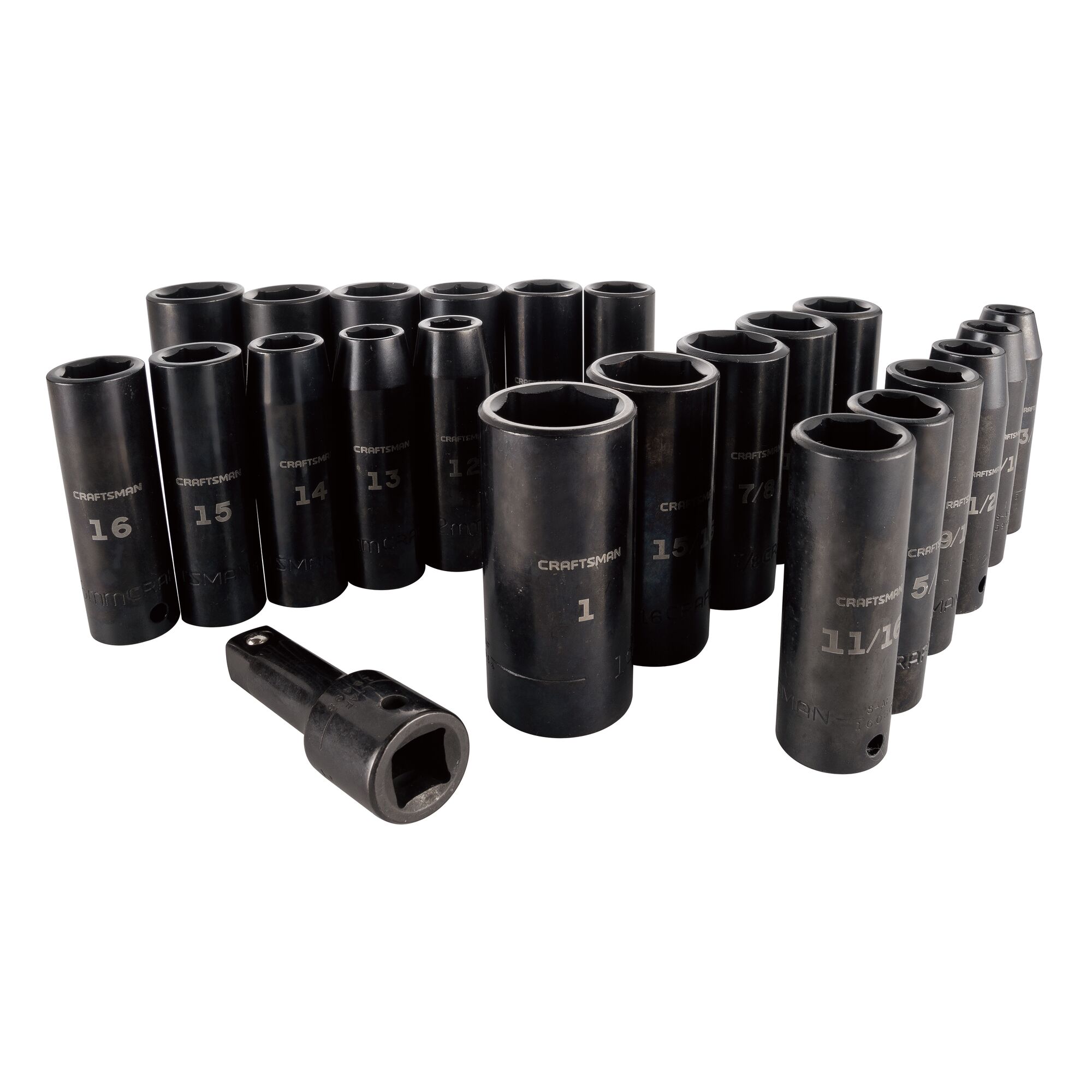 CRAFTSMAN 1/2-Inch Drive Standard (SAE) and Metric Deep Impact Socket ...
