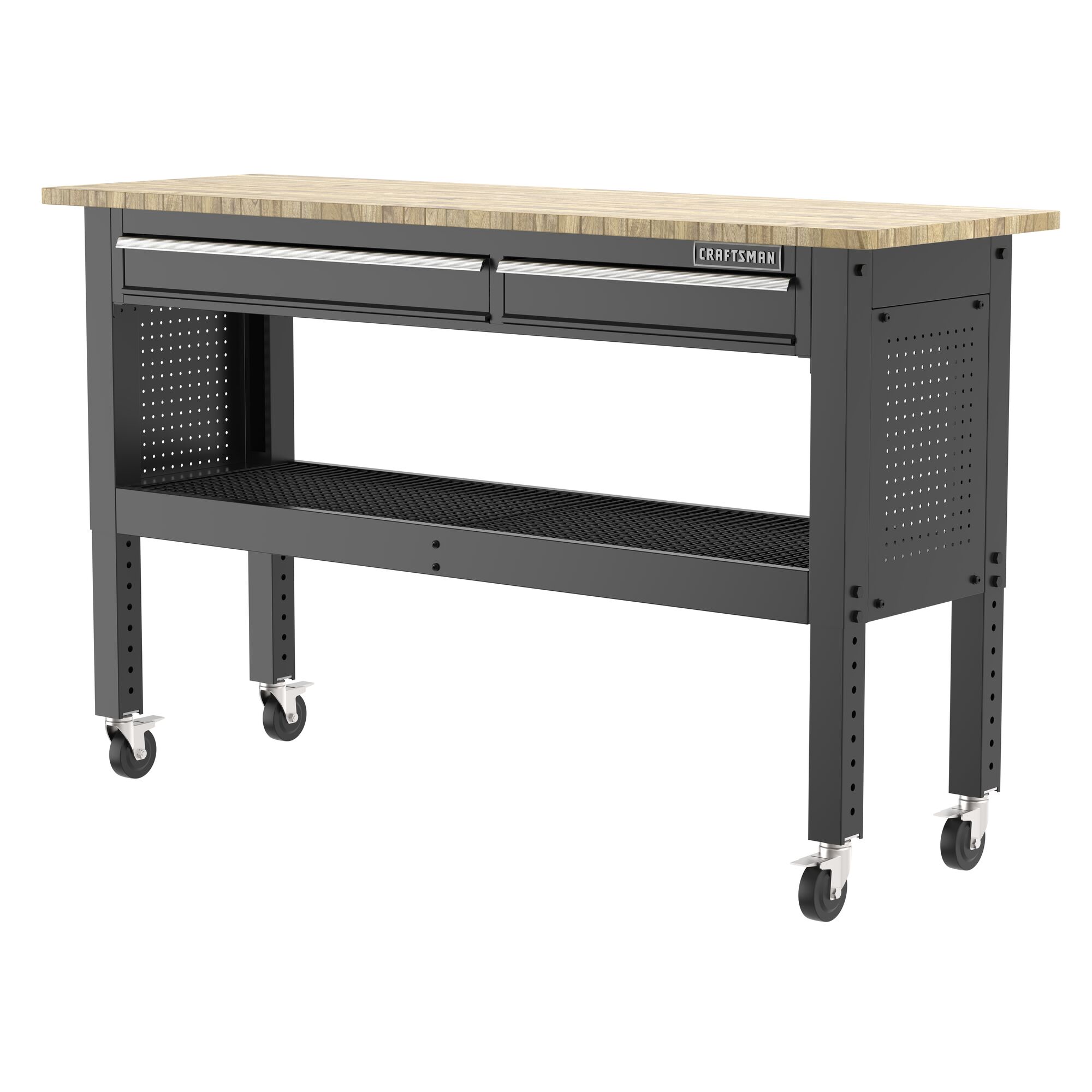 CRAFTSMAN 72-Inch 2-Drawer Adjustable Height Mobile Workbench (Black)